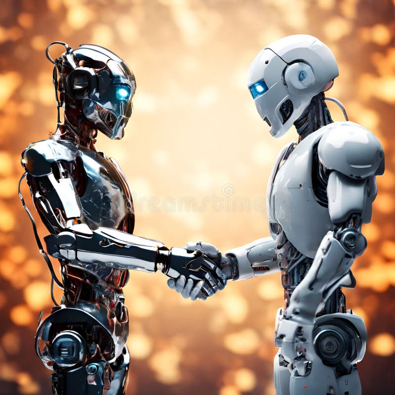 Handshake between Robots, Robo Hand Shaking Technological Background ...