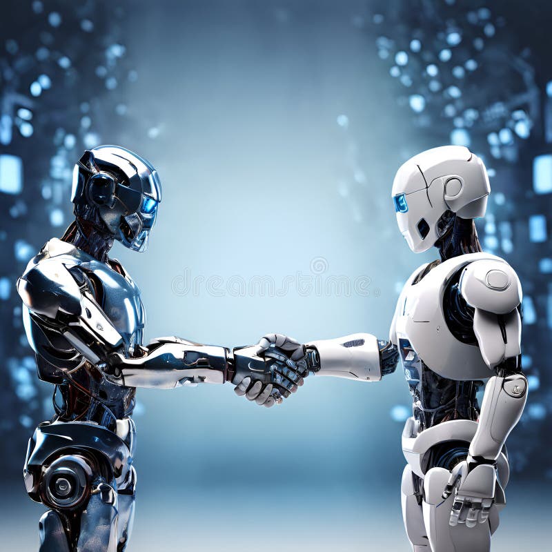 Handshake between Robots, Robo Hand Shaking Technological Background ...