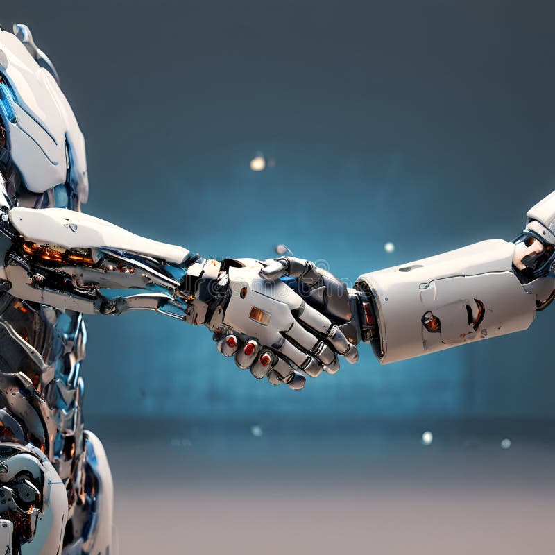 Handshake between Robots, Robo Hand Shaking Technological Background ...