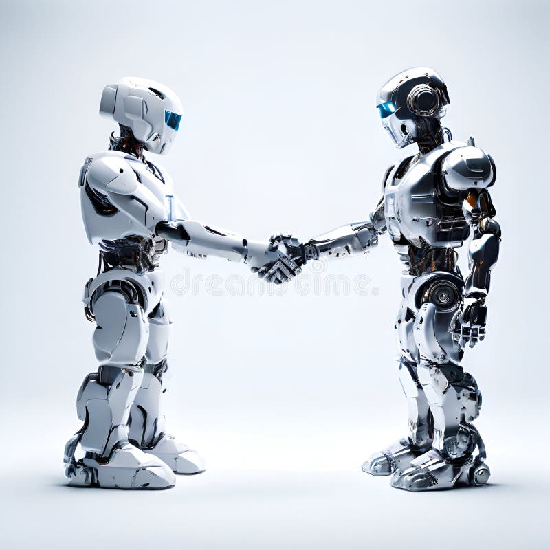 Handshake between Robots, Robo Hand Shaking Technological Background ...