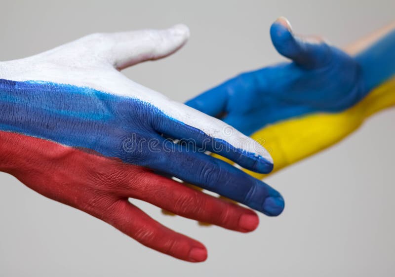Handshake of Russia and Ukraine. the End of the War Stock Photo - Image ...