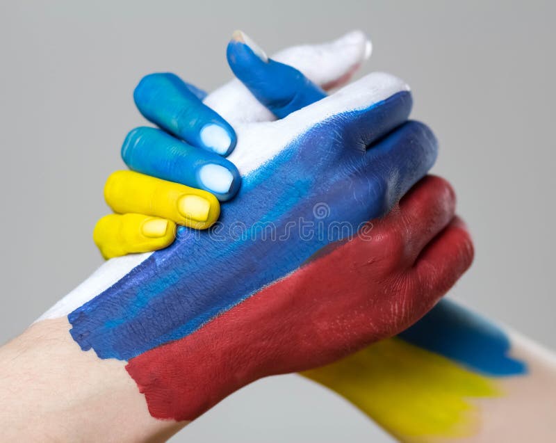 Handshake of Russia and Ukraine. the End of the War Stock Photo - Image ...