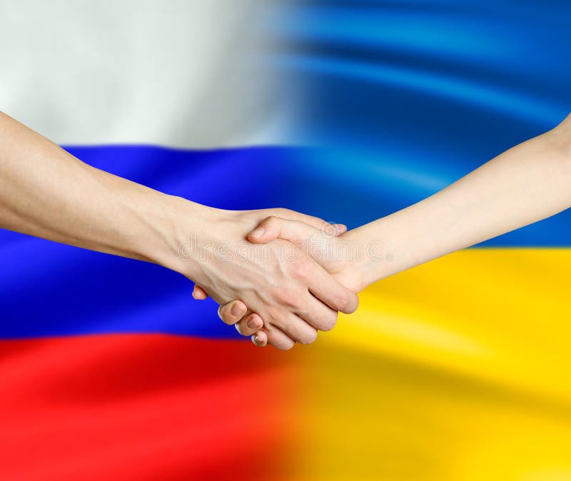 Handshake of Russia and Ukraine. the End of the War Stock Image - Image ...