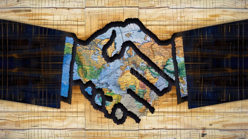 A Handshake Showing a World Map, a Symbol of Unity between Nations ...