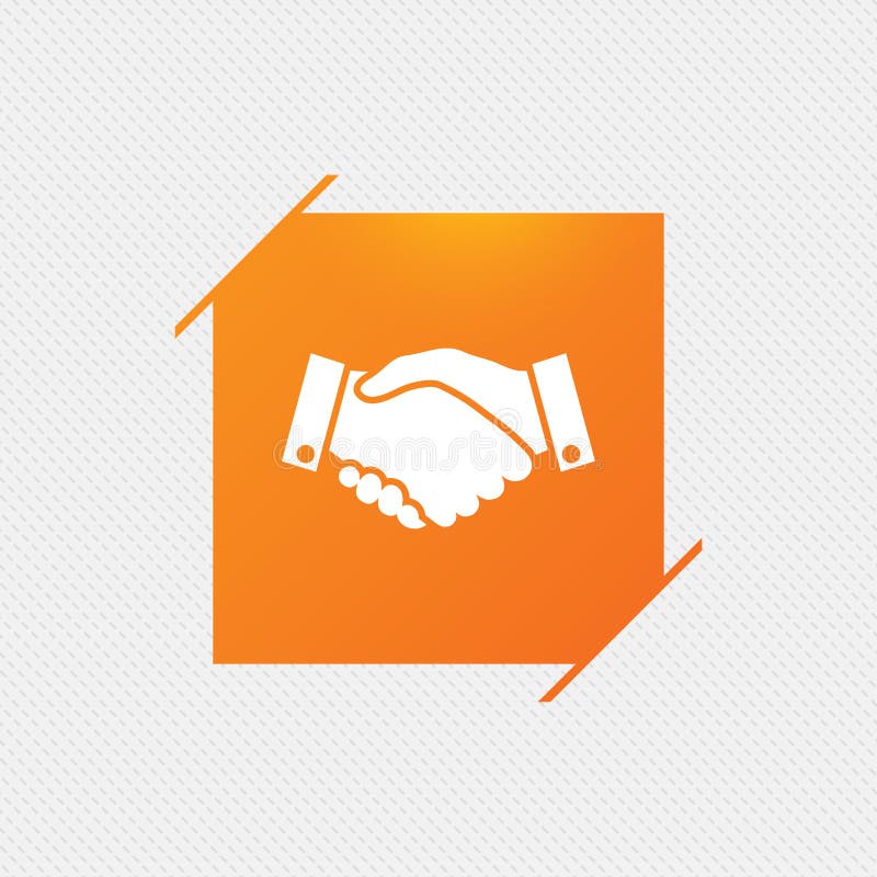 Handshake Of Orange Hands On A Yellow Background Stock Illustration ...