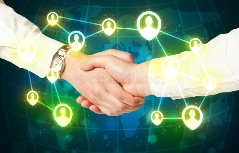 Handshake, Social Netwok Concept Stock Photo - Image of global ...