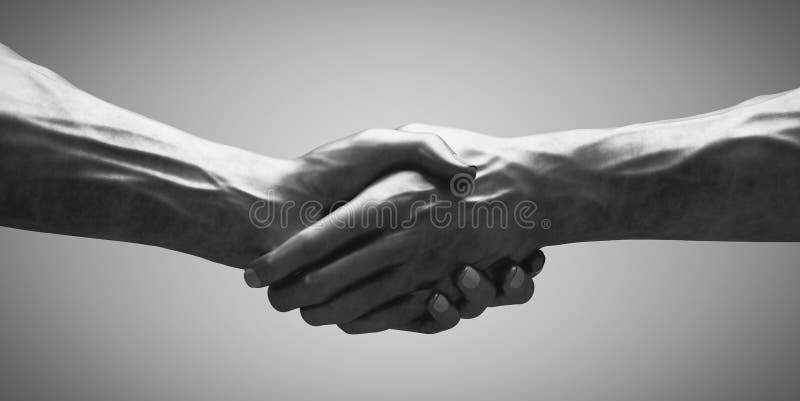 Handshake of steel hands stock illustration. Illustration of gesture ...