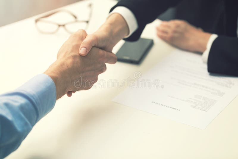 Handshake after Successful Job Interview at Office Stock Image - Image ...
