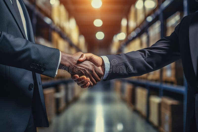 A Handshake between a Supplier and a Business Owner at a Warehouse ...