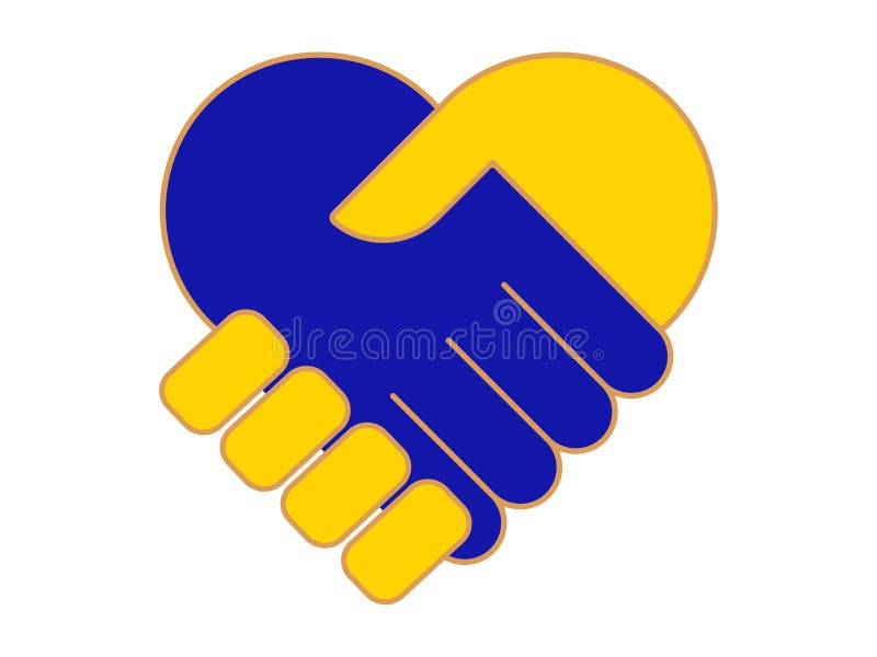 Handshake Symbol in the Colors of the National Flags Ukraine, Forming a ...