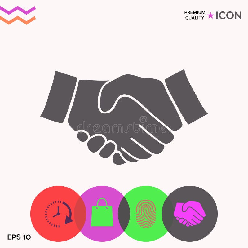Handshake symbol icon stock vector. Illustration of earning - 129342791