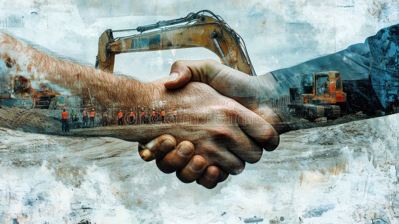A Handshake Symbolizes Partnership in the Construction Industry, with ...