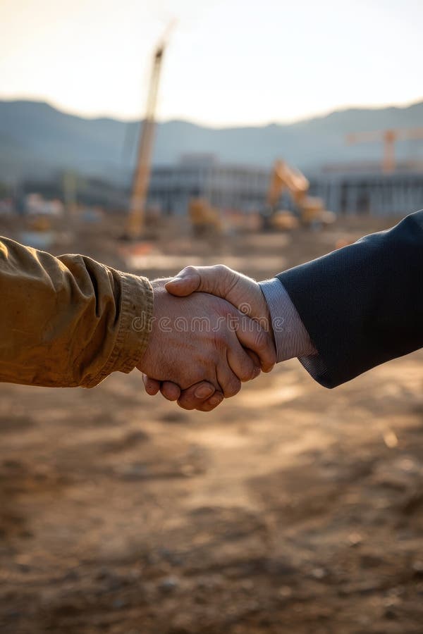 A Handshake Symbolizing Collaboration Amidst Construction Projects and Partnerships Growing ...