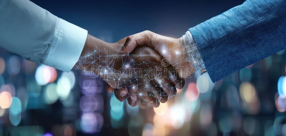 The Handshake Symbolizing Digital Partnership and Collaboration in ...