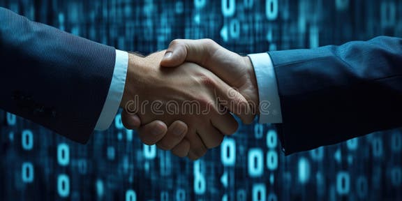 Handshake Symbolizing Partnership in Digital Technology and Data ...