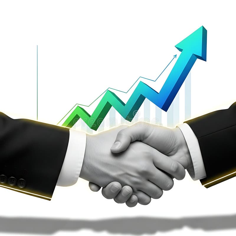 A Business Handshake with a Rising Graph Representing Growth and ...