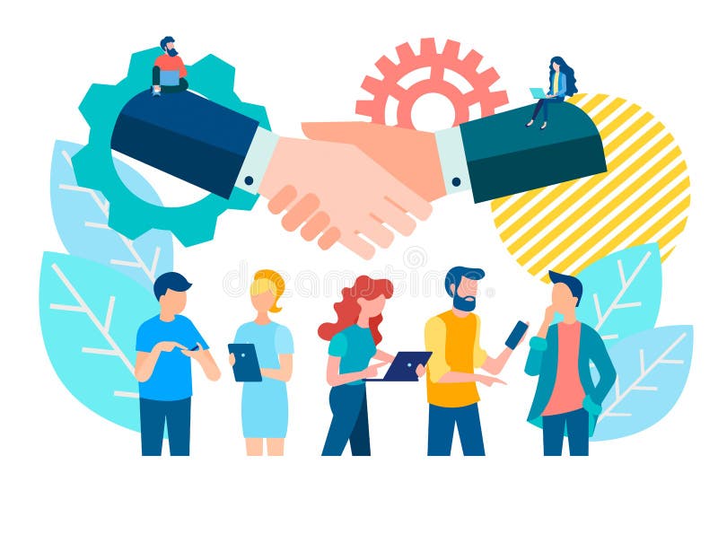 The Office Team Discussed Working Questions at the Table. Stock Vector ...