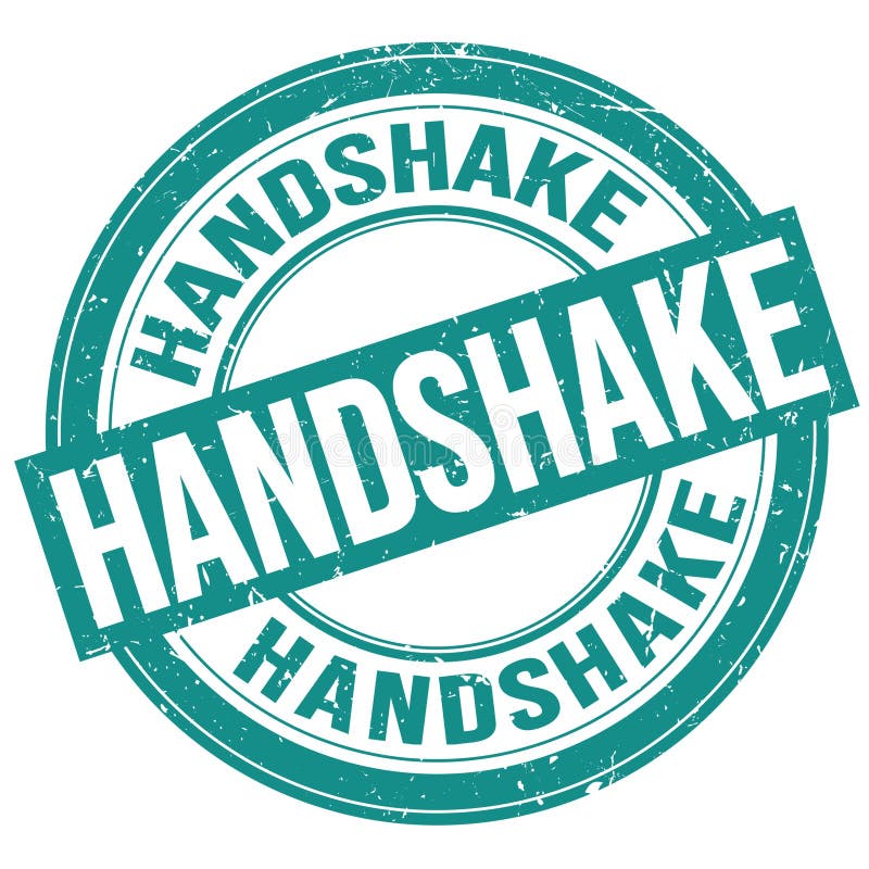 HANDSHAKE Text Written on Blue Round Stamp Sign Stock Illustration ...