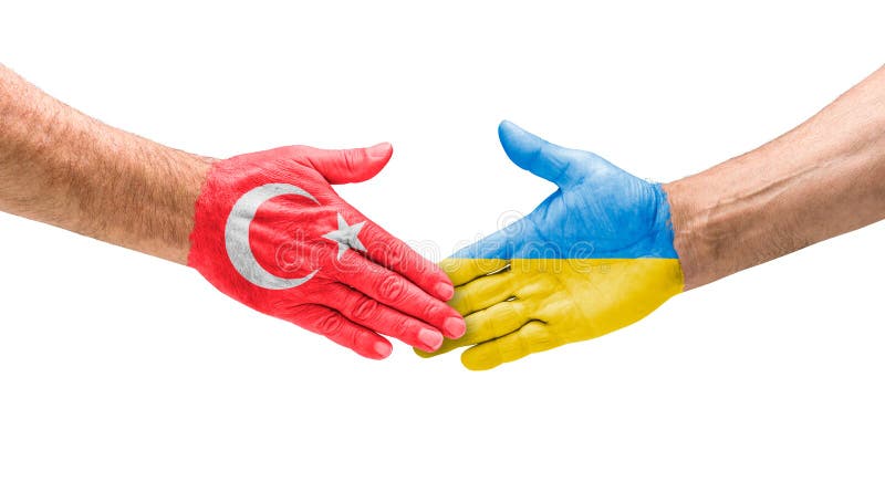 Handshake between Turkey and Ukraine Stock Photo - Image of paint ...