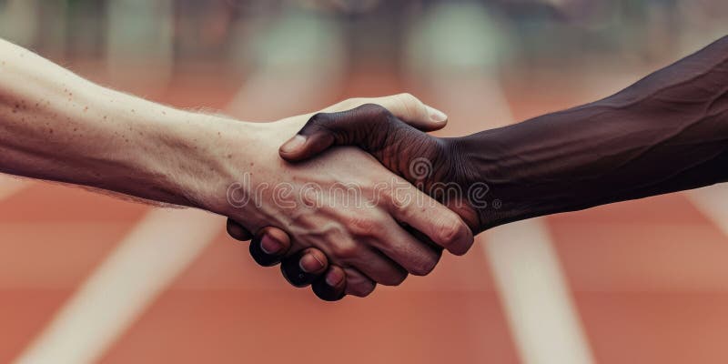 A Handshake between Two Athletes of Different Races Stock Photo - Image ...