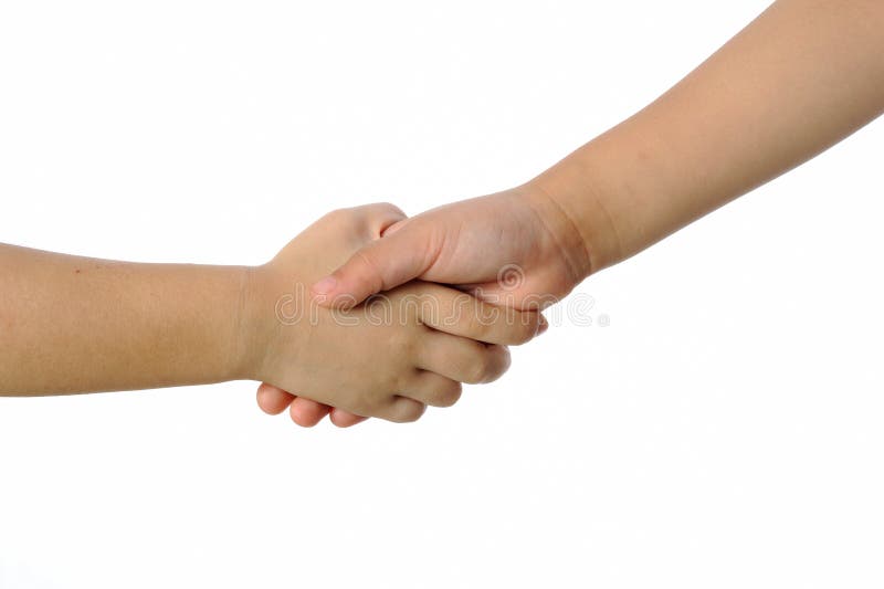 Handshake Between A Two Children Isolated Stock Image - Image of ...
