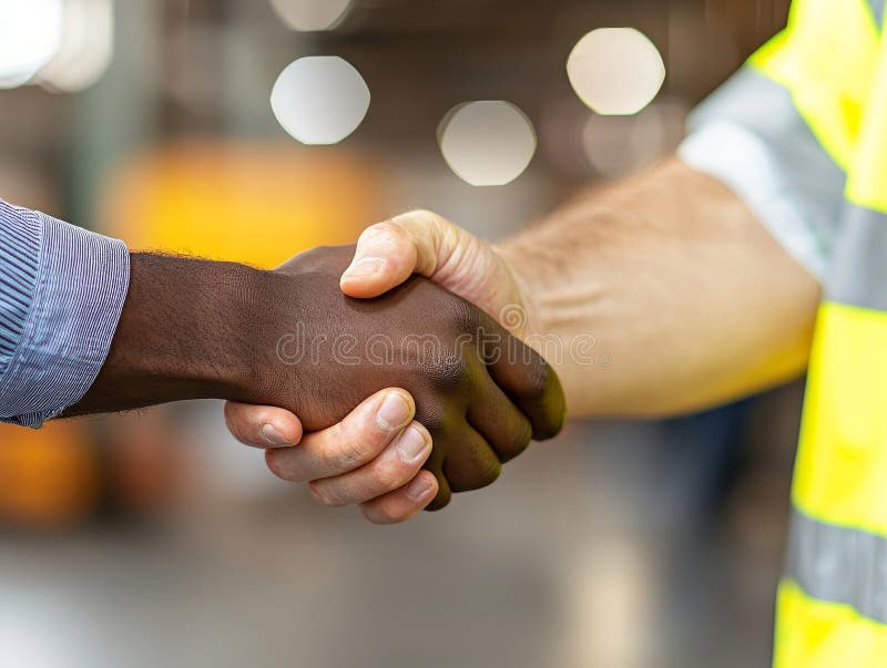 Handshake between Two Construction Workers Stock Photo - Image of ...