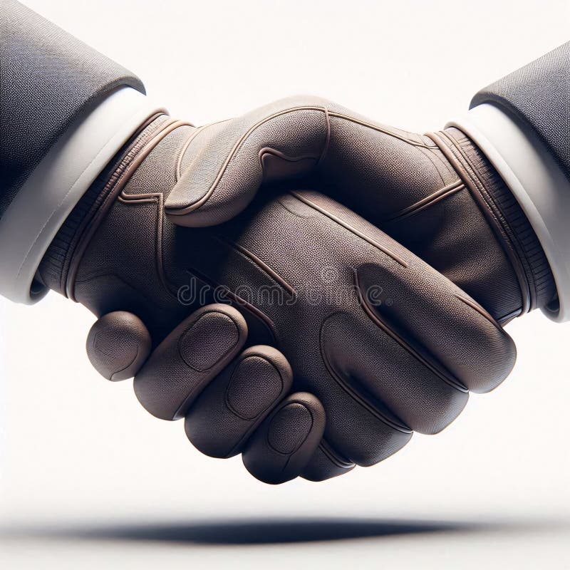 Handshake Two Gloved Hands Isolated White Background Stock Photos ...