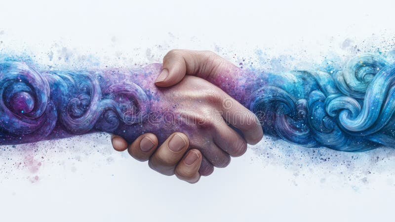 A Colorful Handshake Symbolizing Unity and Collaboration with Vibrant ...