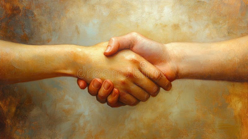 Two Hands Shaking in Agreement Against a Textured Background ...