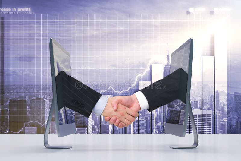Virtual handshake stock image. Image of office, cooperation - 166185485