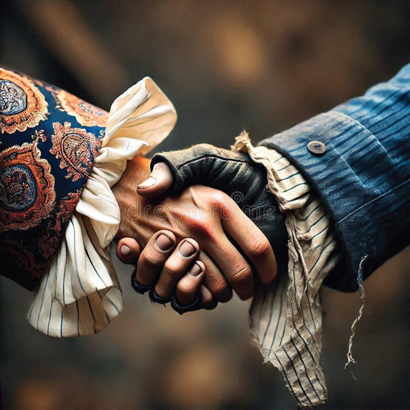 Handshake between Two People with Class Difference Stock Illustration ...