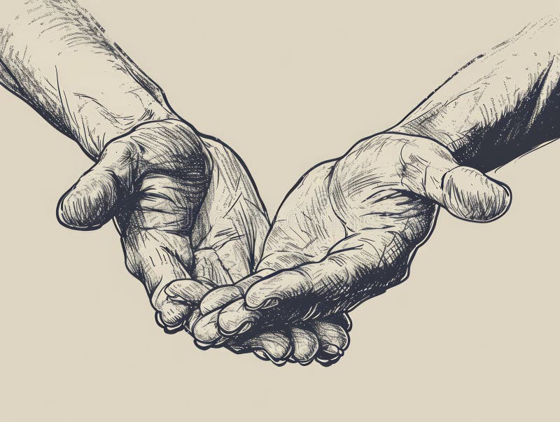 Handshake. Handshake of Two People. Illustration in Vintage Style Stock ...