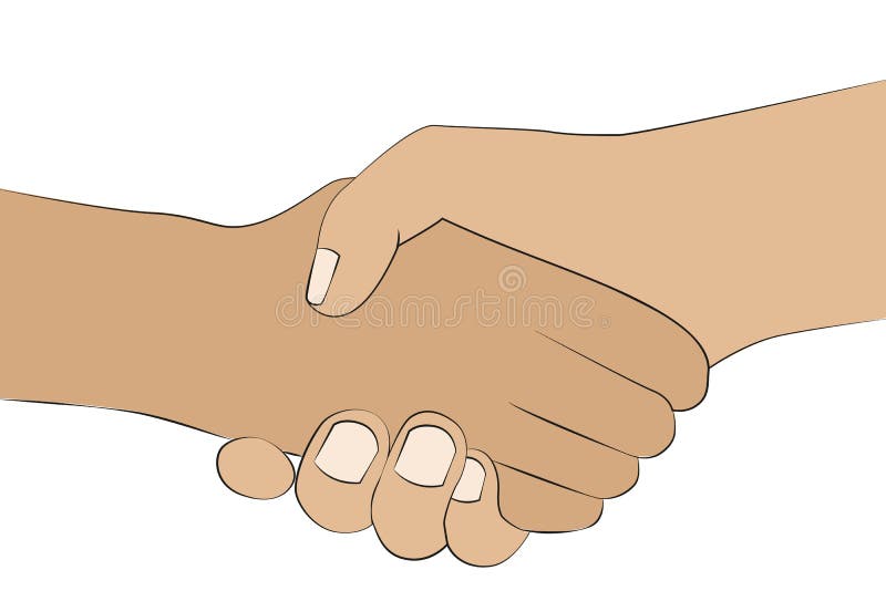 Handshake Two People Shake Hands Outline Drawing on White Background ...