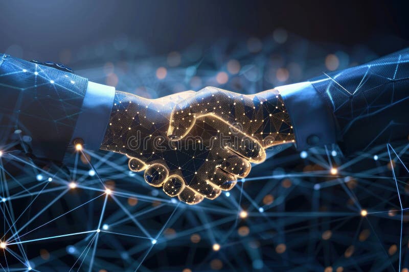 A Handshake between Two People is Shown in a Digital Form Stock Image ...