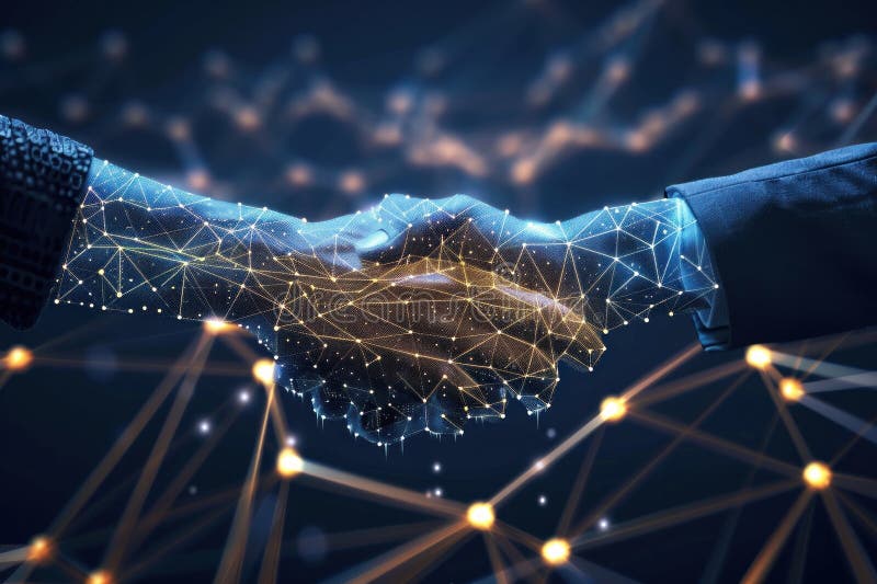 A Handshake between Two People is Shown in a Digital Form Stock Image ...