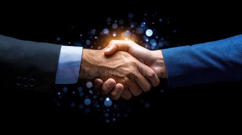 A Handshake between Two People is Shown in a Futuristic Setting Stock ... A Handshake between Two People is Shown in a Futuristic Setting Stock ...
