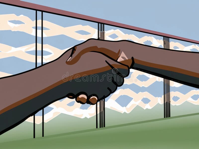 Friendly Handshake between Two People Cooperating Stock Illustration ...