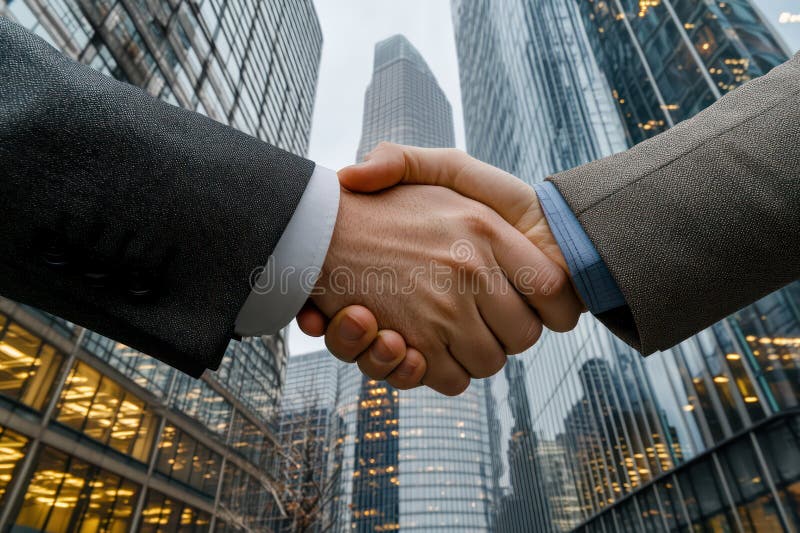Handshake between Two Professionals Outdoors Stock Photo - Image of ...