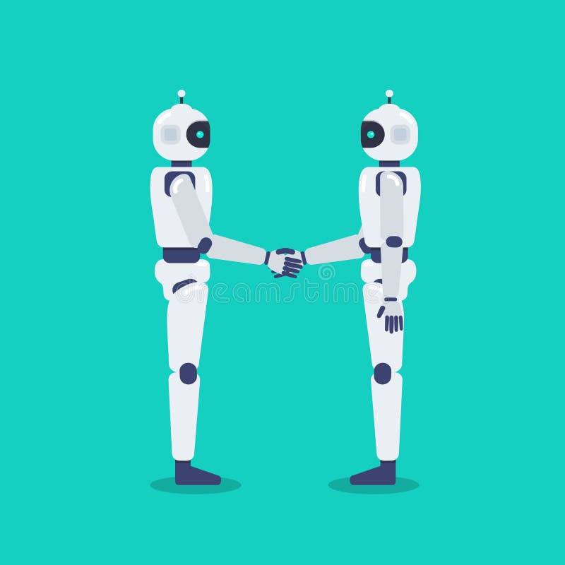 Handshake between Two Robots Stock Vector - Illustration of concept ...
