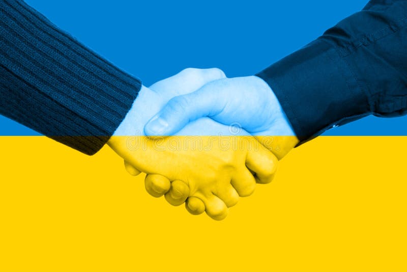 Handshake and Ukrainian Flag Stock Image - Image of human, people: 37146443