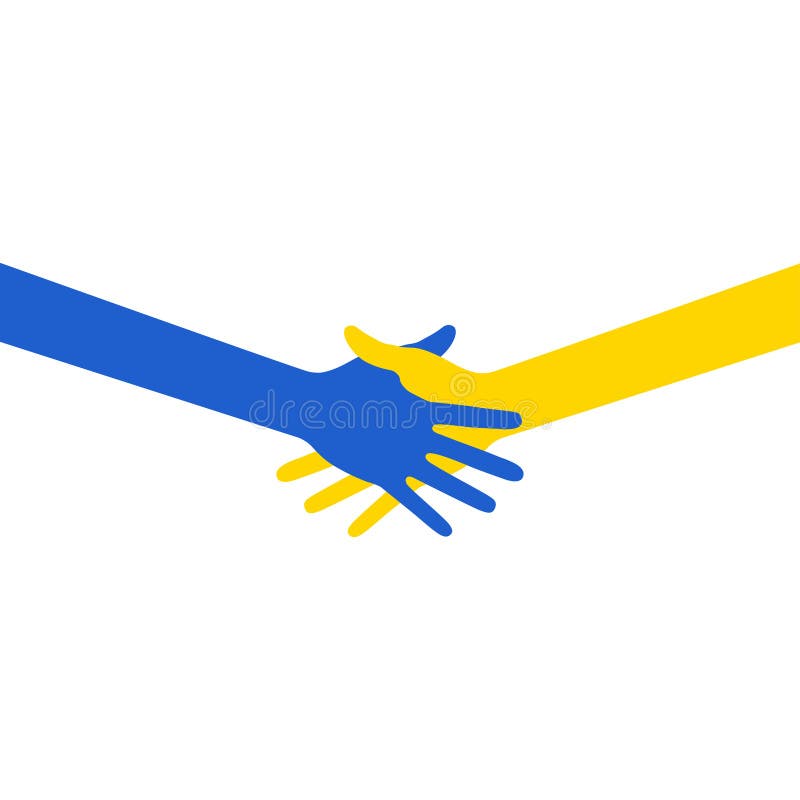 Handshake Using Ukrainian Flag Colors. Blue and Yellow Illustration ...