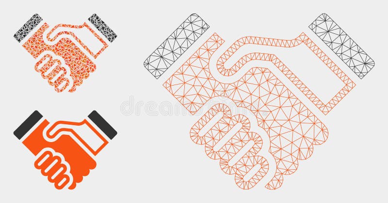 Handshake Vector Mesh Network Model and Triangle Mosaic Icon Stock ...