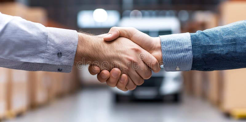 Handshake between Warehouse Workers Logistics Environment Symbolizing ...