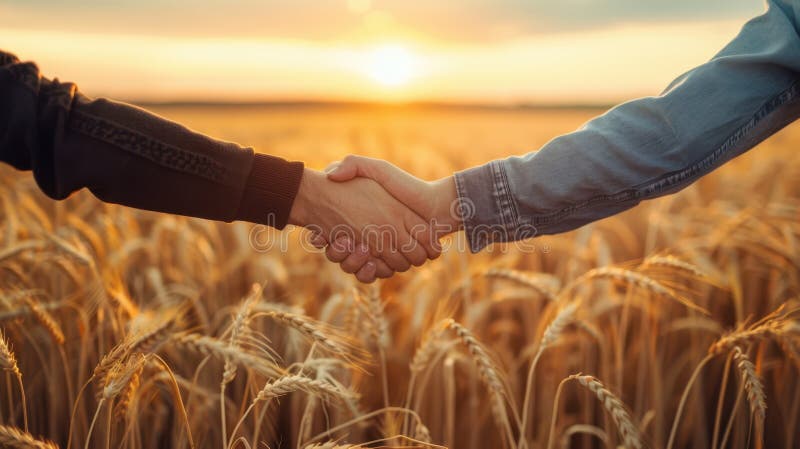The Handshake in Wheat Field. AI Generated Stock Image - Image of ...