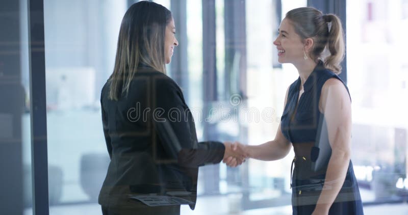 Handshake, Women and Agreement in Business with Collaboration ...