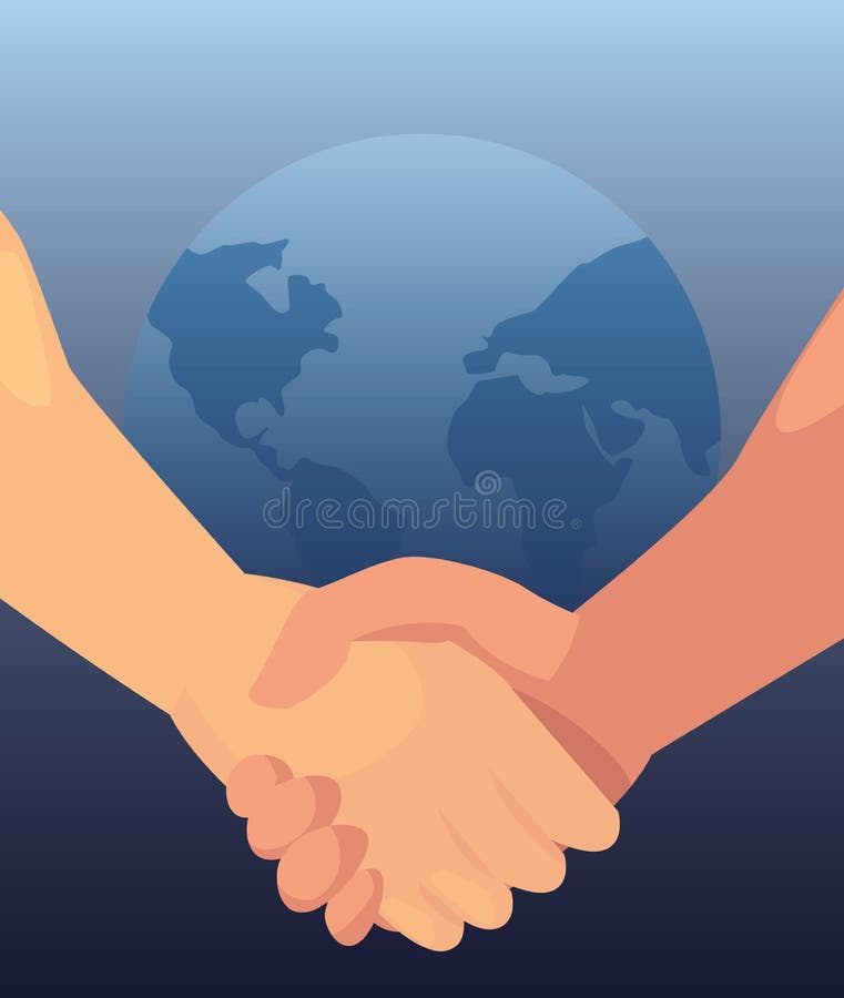 World Cooperation. Business People Shaking Hands on an Open Globe Stock ...