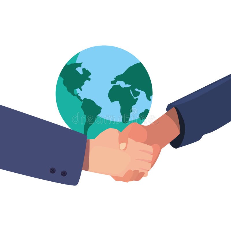 World Cooperation. Business People Shaking Hands on an Open Globe Stock ...