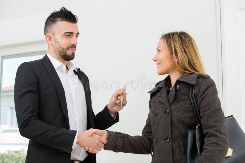 Handshaking and Give Key House Stock Image - Image of building, house ...