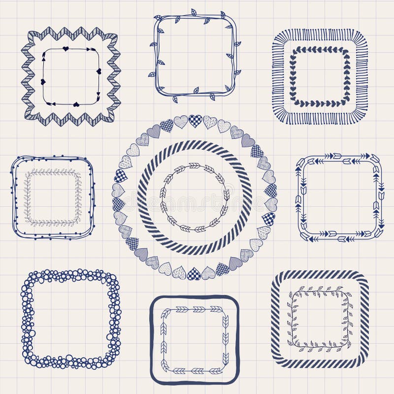 Handsketched Doodle Frames. Design Elements Stock Vector - Illustration ...