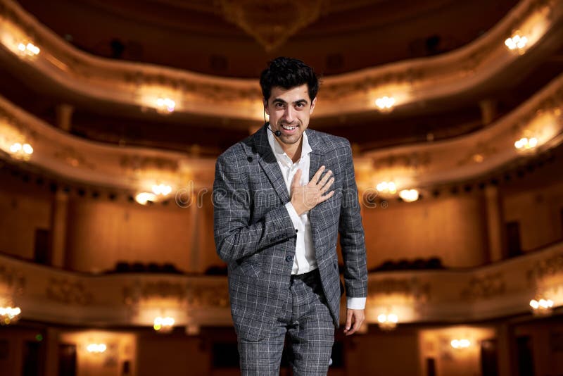 Handsome Actor Bow Down after Performance, Expressing Gratitude ...